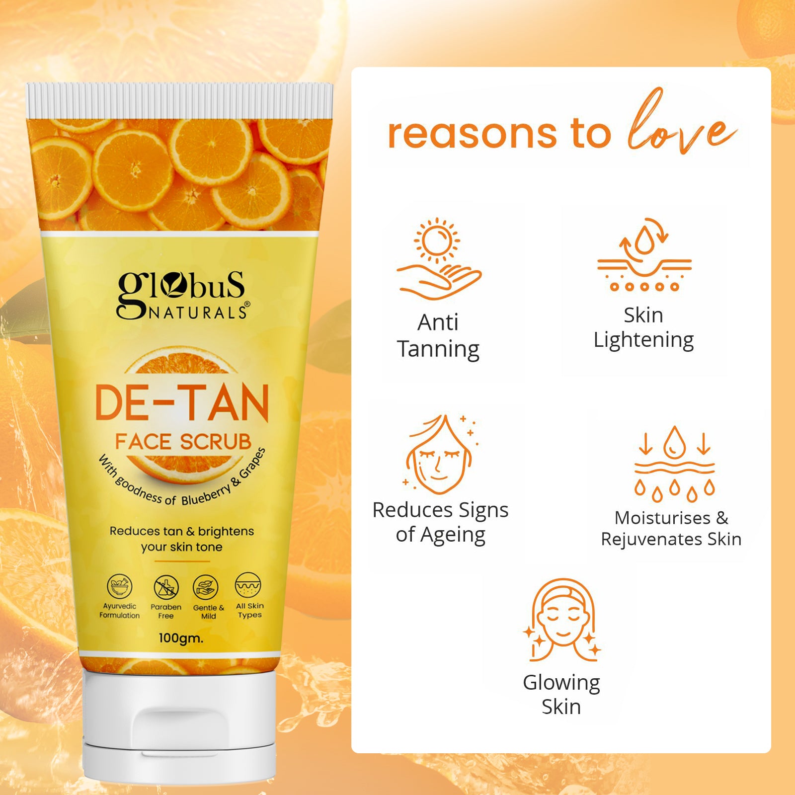 De Tan Face Scrub, Tan Removal, Anti Pollution & Oil Control Formula ...